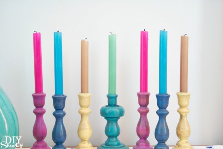 colorful painted wooden candlesticks - DIY Show Off ™ - DIY Decorating ...